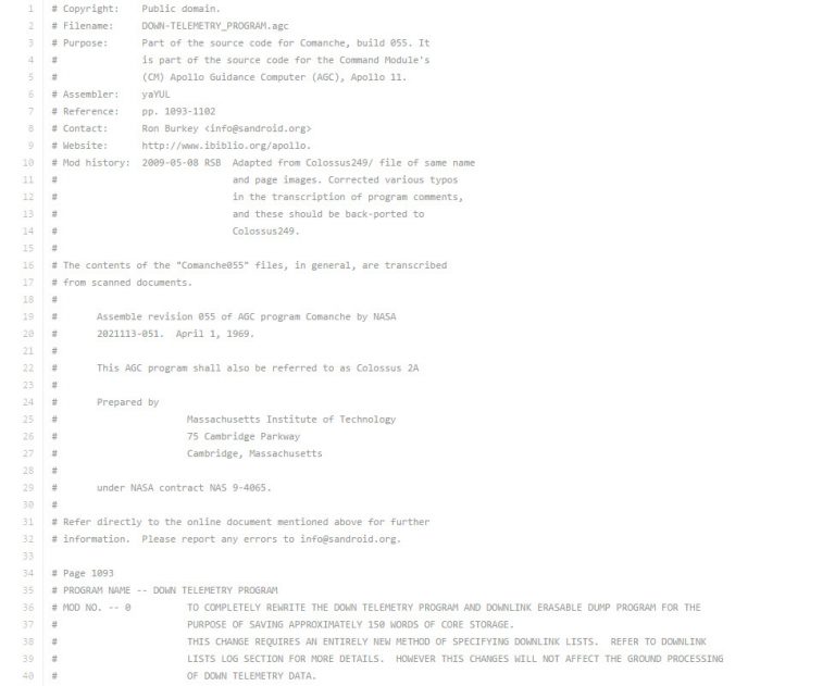 O Código Que Levou a Apollo 11 Para a Lua É Disponibilizado Para Acesso ...
